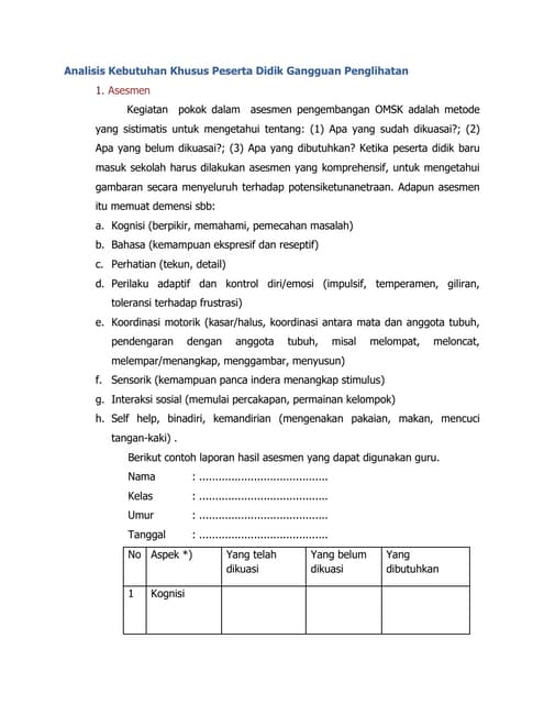 Instrumen observasi anak autism | PDF