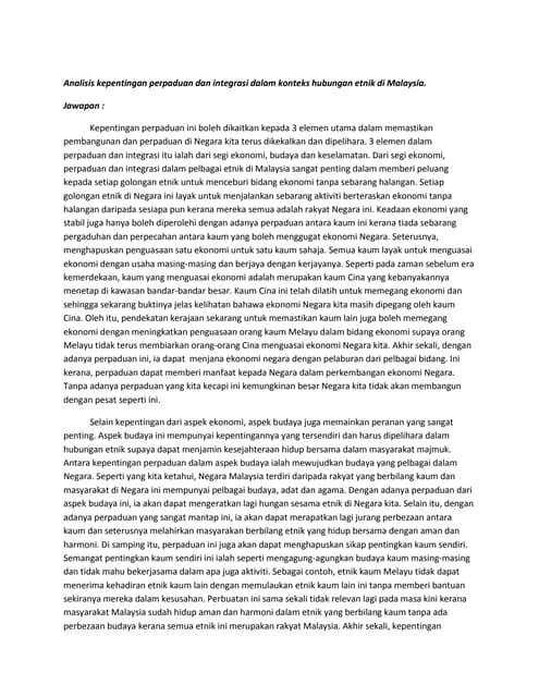 Implikasi tidak wujud perpaduan kaum dan integrasi nasional di malaysia ...