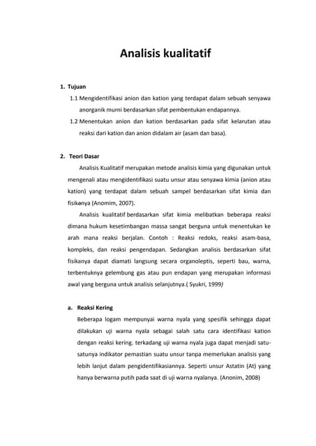 Analisis Kation Golongan I, II, III, IV dan V | DOCX