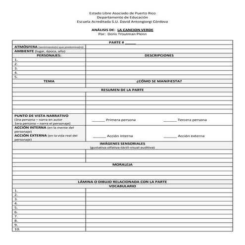 ANALISIS LA CANCION VERDE | PDF