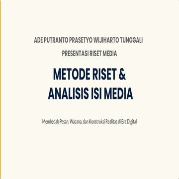 Analisis Pesan Media Massa dan Metode Riset Komunikasi Massa | PDF