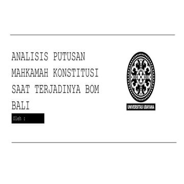 Analisis Putusan Mahkamah Konstitusi Saat Terjadinya Bom Bali .pptx