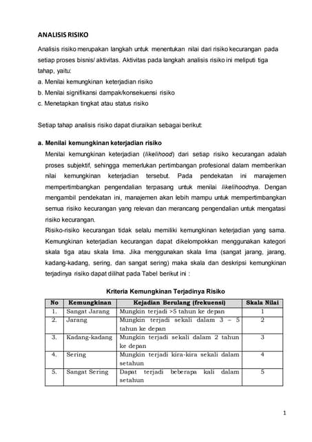 Bahan bimtek penyusunan profil risiko dan penyelelenggaraan manajemen ...