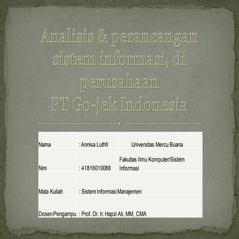 Analisis Penerapan Sistem Informasi pada PT GO-JEK Indonesia | PDF