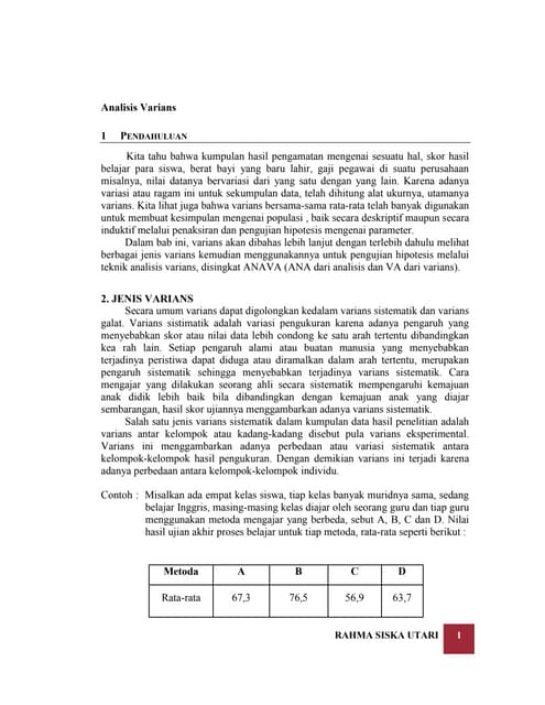 Analisis varian | PDF