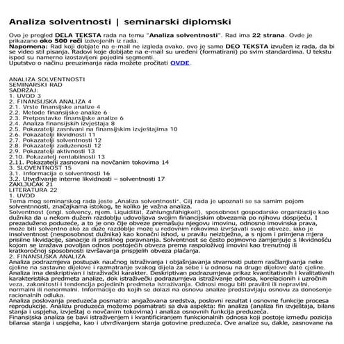 Analiza solventnosti | PDF