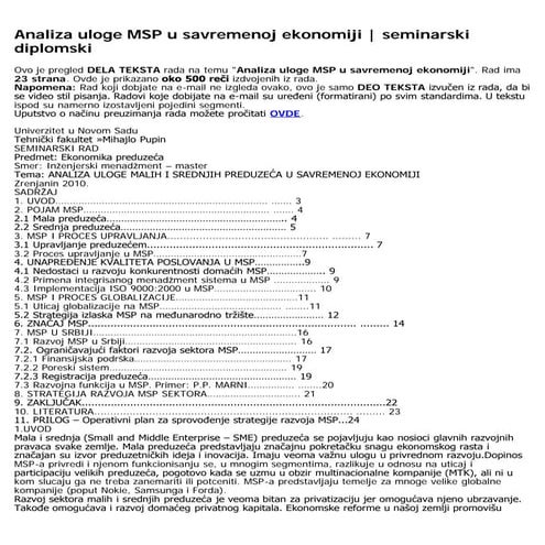 Analiza uloge-msp-u-savremenoj-ekonomiji | PDF