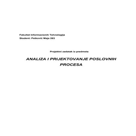 Analiza i projektovanje poslovnih procesa pd gasop d.o.o. | PDF