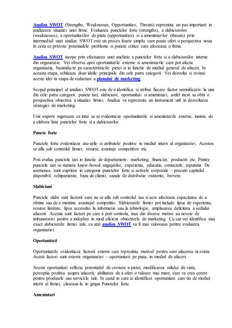 Analiza SWOT - fisa de lucru aplicabila pentru liceu | PDF