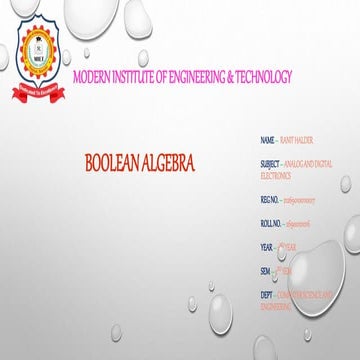 Boolean algebra | PPTX
