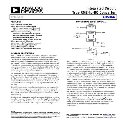 Analog Devices Inc. AD536AJQ Datasheets PDF | PDF