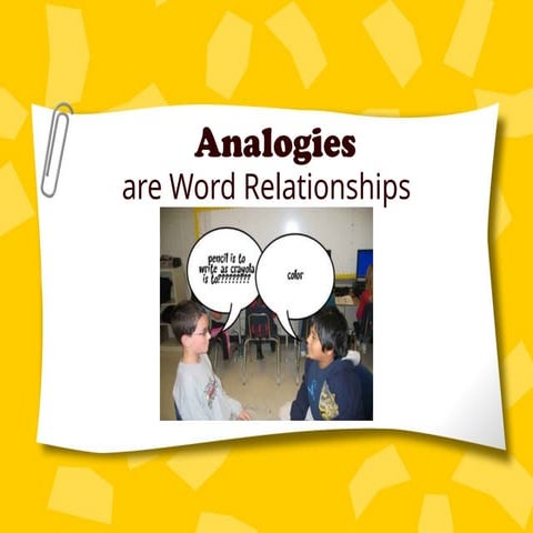 Analogies Are Comparisons between Words to Show Relationships | PPT