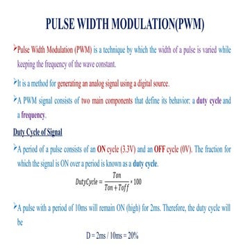 Analog_signals_Pulse width modulation with example code | PPTX