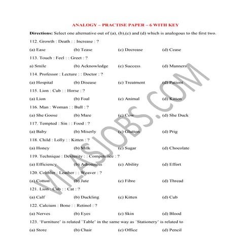 Analogy practise-paper-6 | PDF