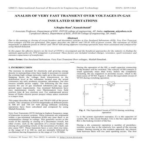 Analsis of very fast transient over voltages in gas insulated ...