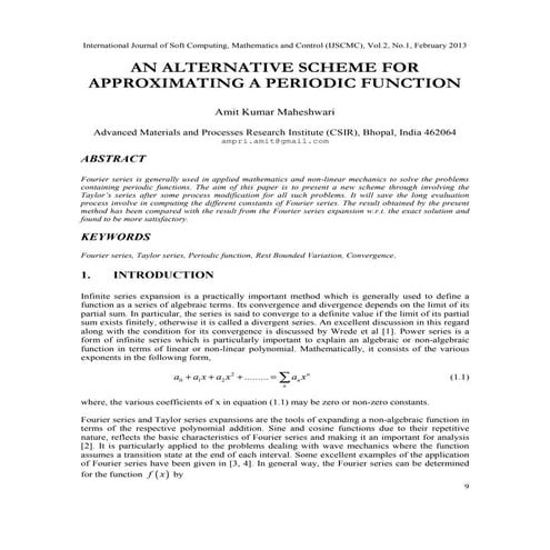 An Alternative Scheme For Approximating A Periodic Function Pdf 4027
