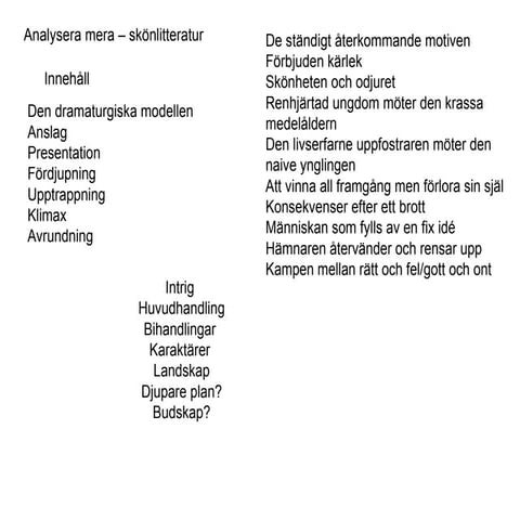 Analysera skönlitteratur | PPT