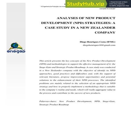 ANALYSES OF NEW PRODUCT DEVELOPMENT (NPD) STRATEGIES A CASE STUDY IN A ...