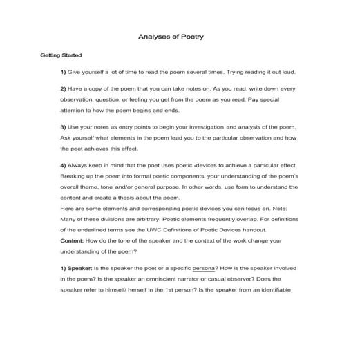 Analyses of poetry | PDF