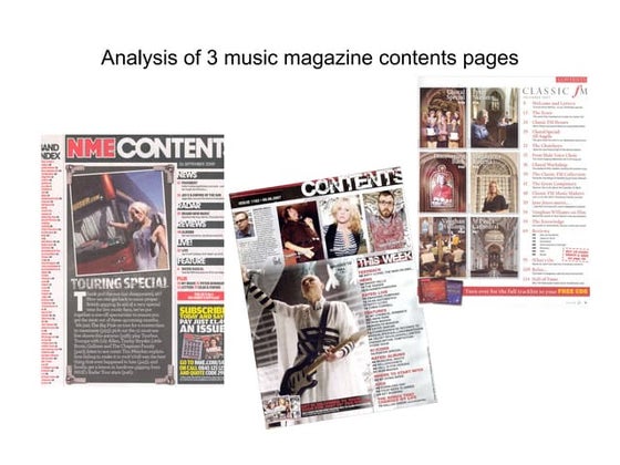 Analysis of Music Magazine Contents Page | PPT | Desktop Publishing ...