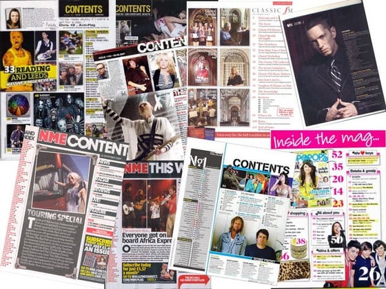 Analysis of Music Magazine Contents Page | PPT | Desktop Publishing ...