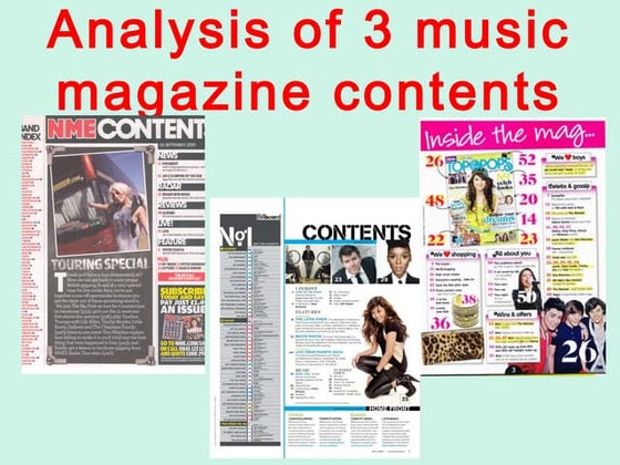 Contents Page Analysis | DOCX | Music | Entertainment