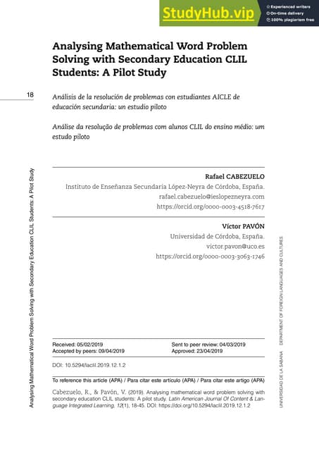 Analysing Mathematical Word Problem Solving With Secondary Education