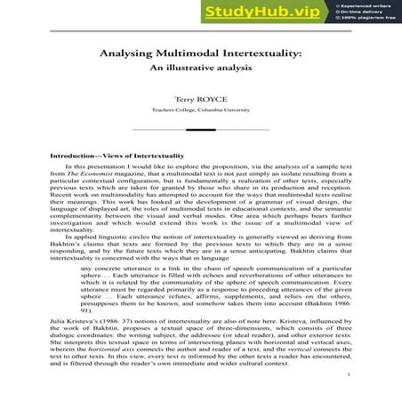 Analysing Multimodal Intertextuality An Illustrative Analysis Pdf
