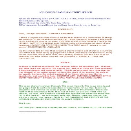 Analysing Obamas Victory Speech | DOC