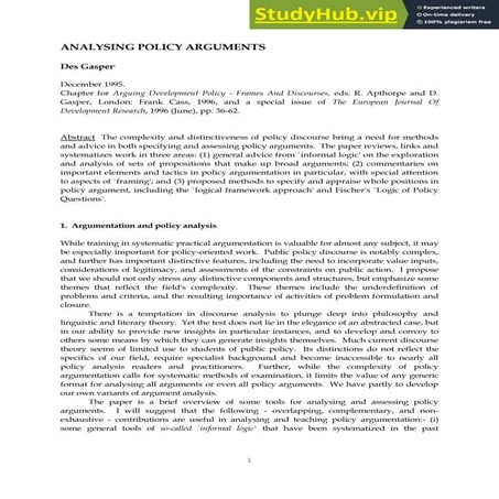 Analysing Policy Arguments | PDF