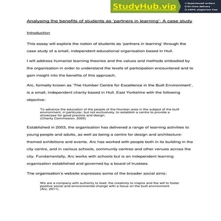 Analysing The Benefits Of Students As Partners In Learning A Case Study ...