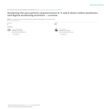 Analysing the perceptions of generations X, Y and Z about online platforms and digital marketing ...