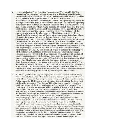 Analysing Vertigo - Thriller Opening Sequence | DOCX