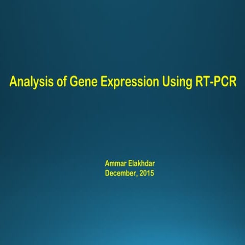 Analysis of gene expression using rt pcr | PPT