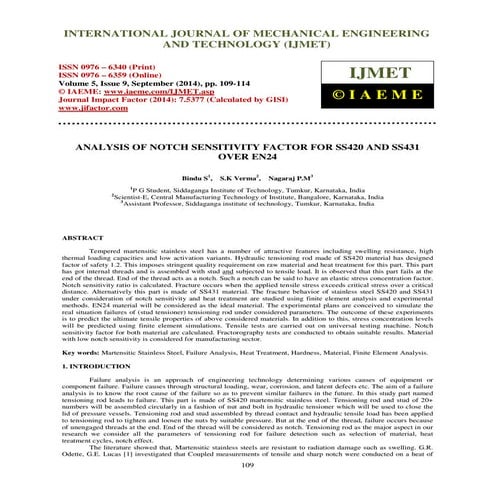 ANALYSIS OF NOTCH SENSITIVITY FACTOR FOR SS420 AND SS431 OVER EN24 | PDF