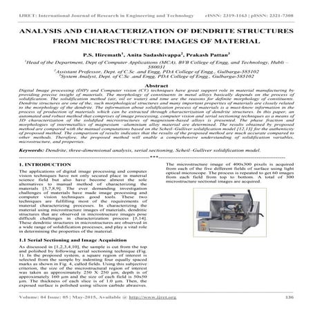 Analysis And Characterization Of Dendrite Structures From