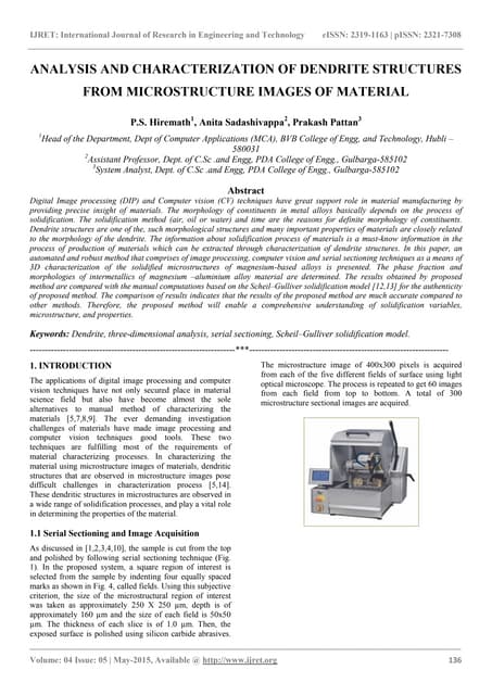 Analysis And Characterization Of Dendrite Structures From