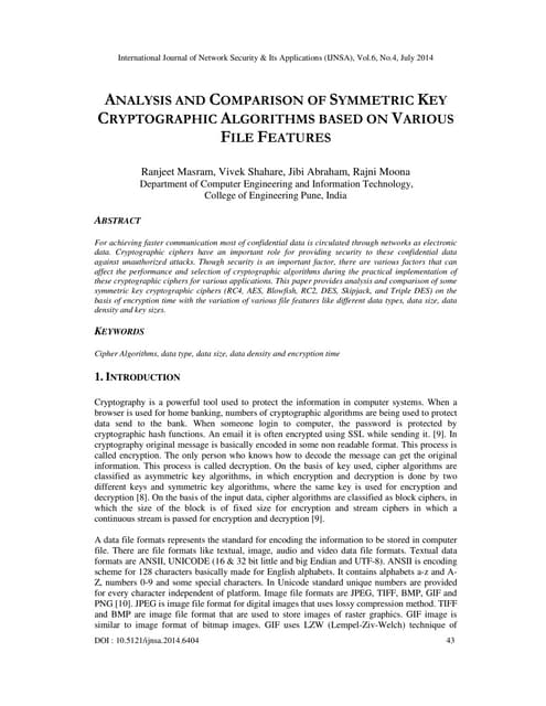 Comparative Study of Cryptography Algorithms and Its’ Applications | PDF | Information and ...