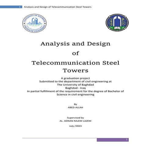 analysis and design of telecommunication tower | PPTX