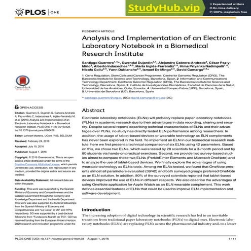 Electronic Lab Notebooks | PPTX