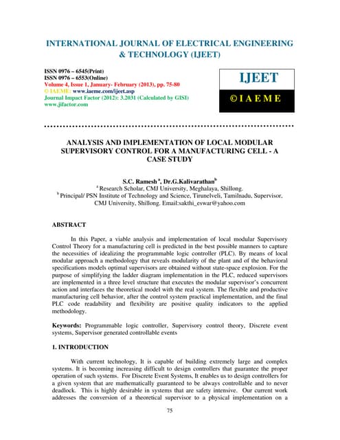 Analysis And Implementation Of Local Modular Supervisory Control For Pdf Programming