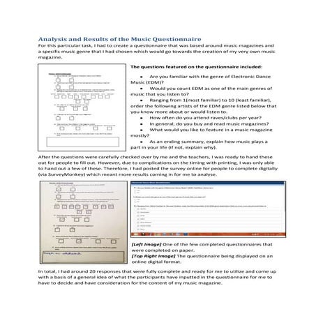 Analysis and Results of the Music Questionnaire | DOCX | Dance and ...