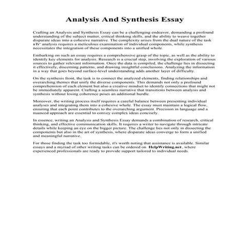 Analysis And Synthesis Essay Pdf