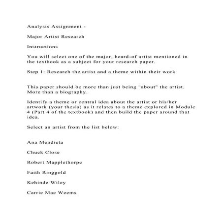 Analysis Assignment -Major Artist ResearchInstructionsYo.docx