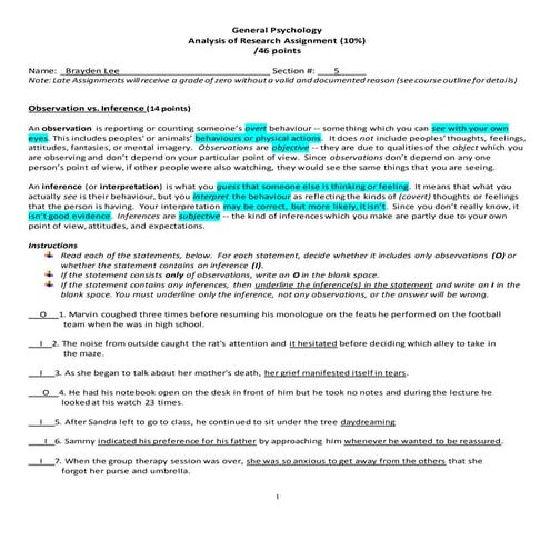 Analysis assignment revised - General Psychology.doc