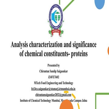 Analysis characterization and significance of chemical constituents ...