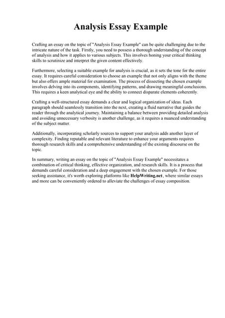 Analytical Essay Example Pdf
