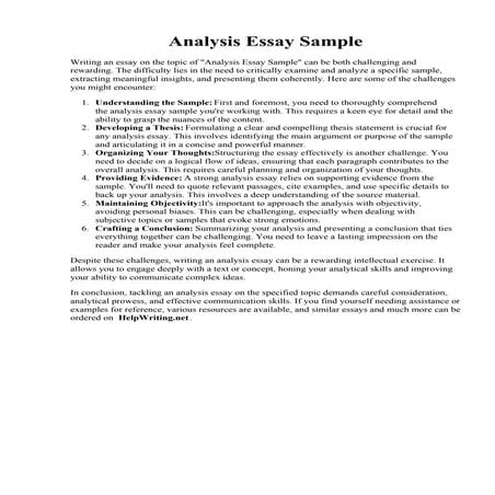 Analysis Essay Sample | PDF