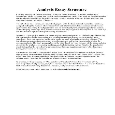 Analysis Essay Structure Pdf