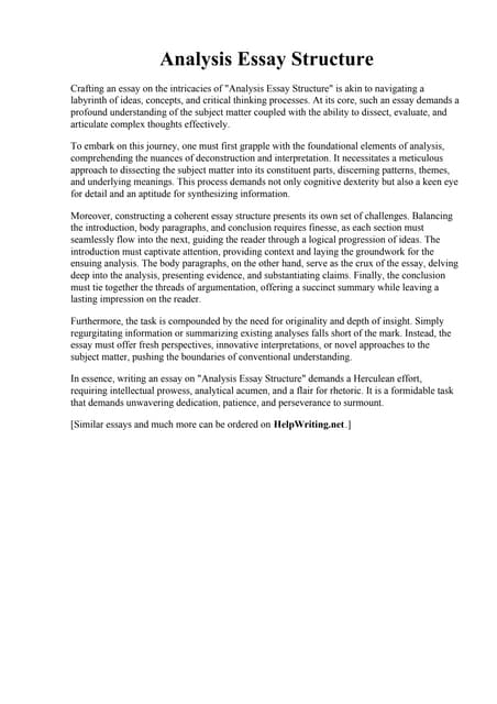 Analysis Essay Structure Pdf
